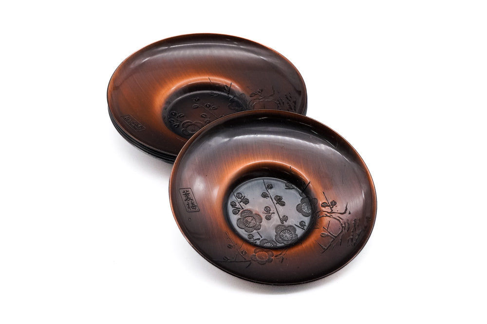 Japanese Chataku - Set of 5 Plum Blossom Copper Tea Saucers – Tezumi
