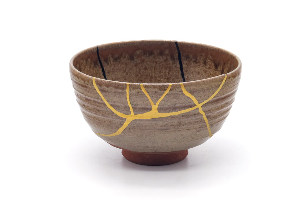 Japanese Matcha Bowl - Gold Black Urushi Kintsugi Drip-Glazed Chawan ...