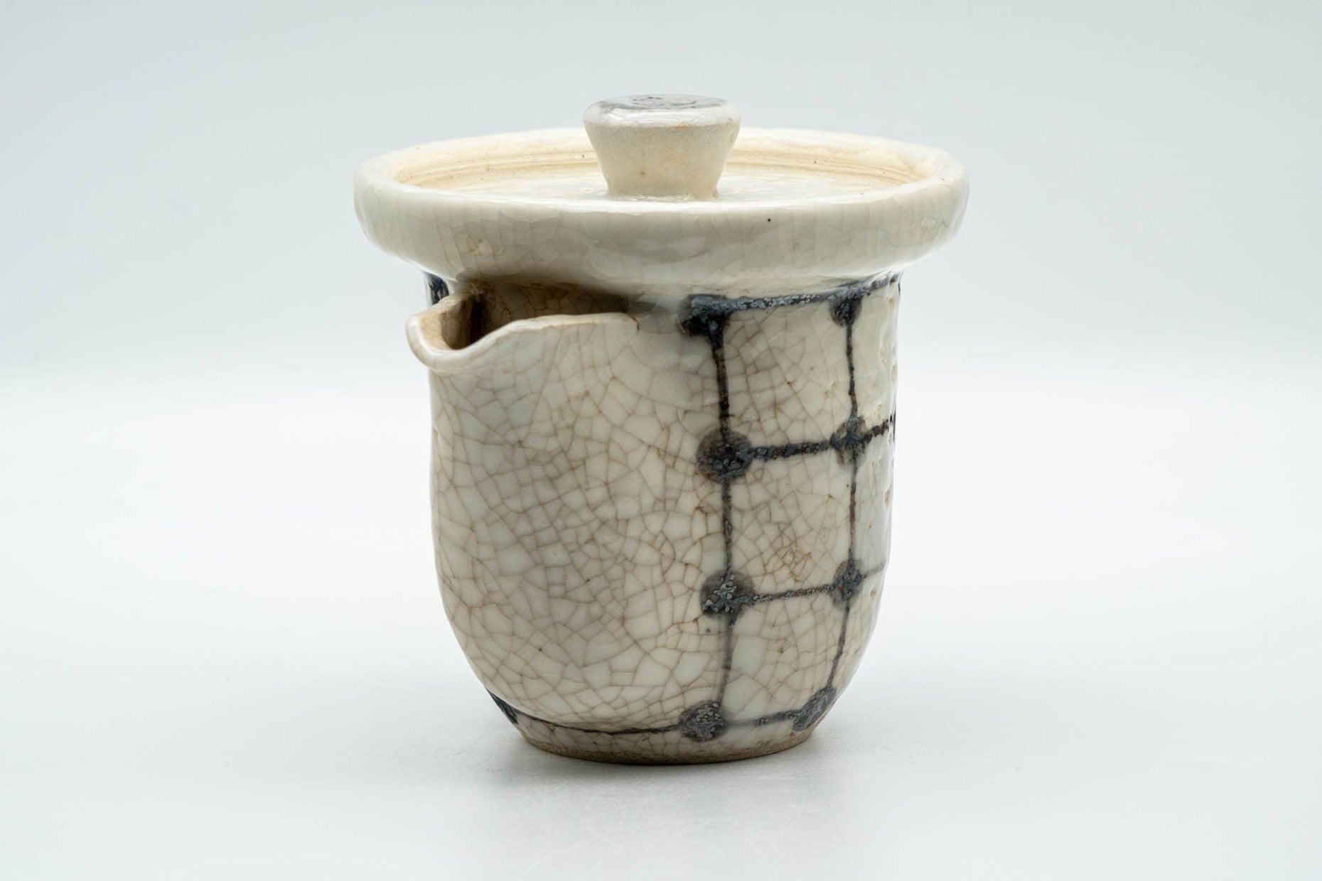 Japanese Houhin - Large Checkered White Crazed Glazed Do-ake Teapot ...