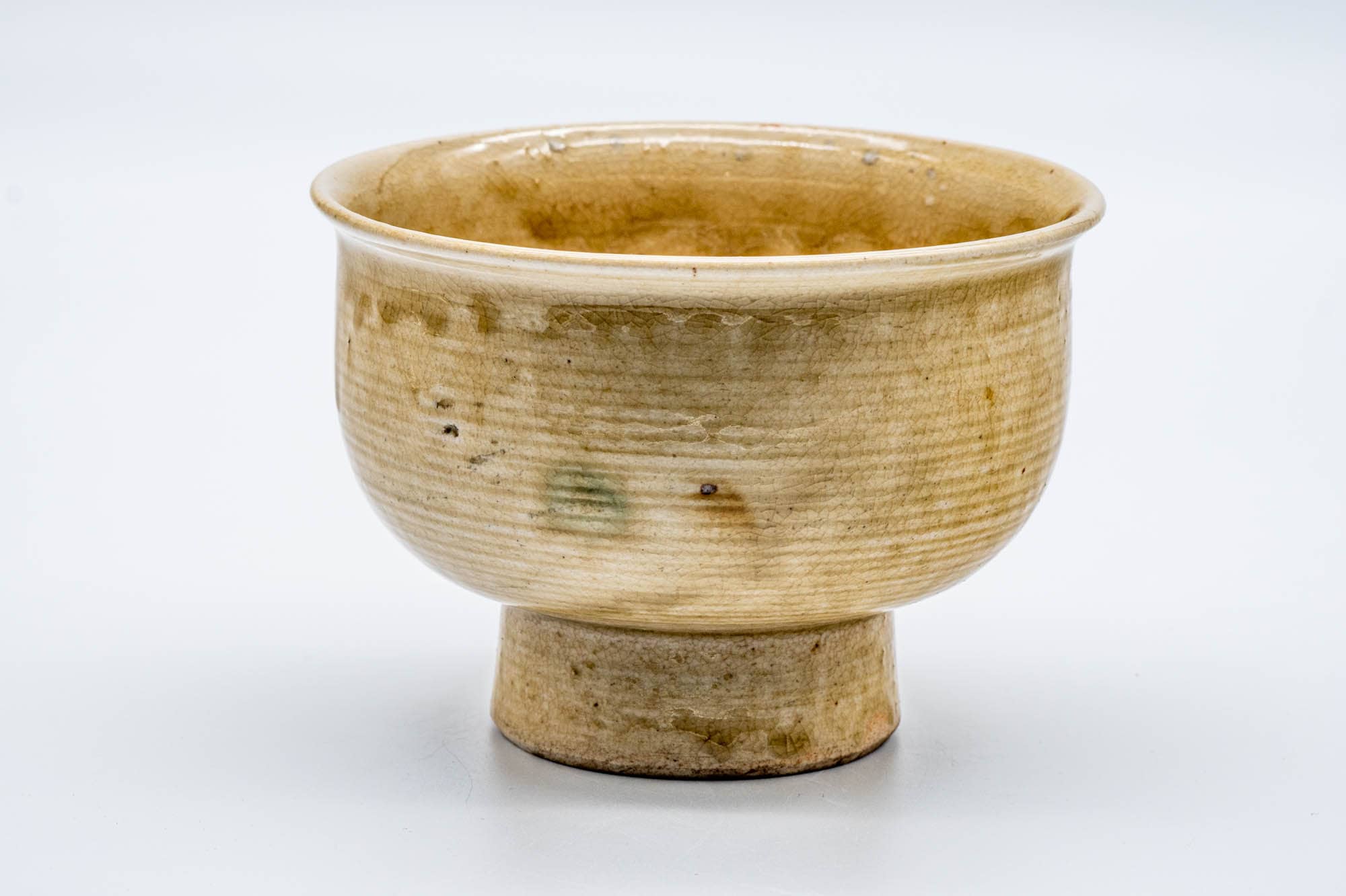 Japanese Matcha Bowl - Crazed Drip-Glazed Yellow Bajyohai Chawan - 300 ...
