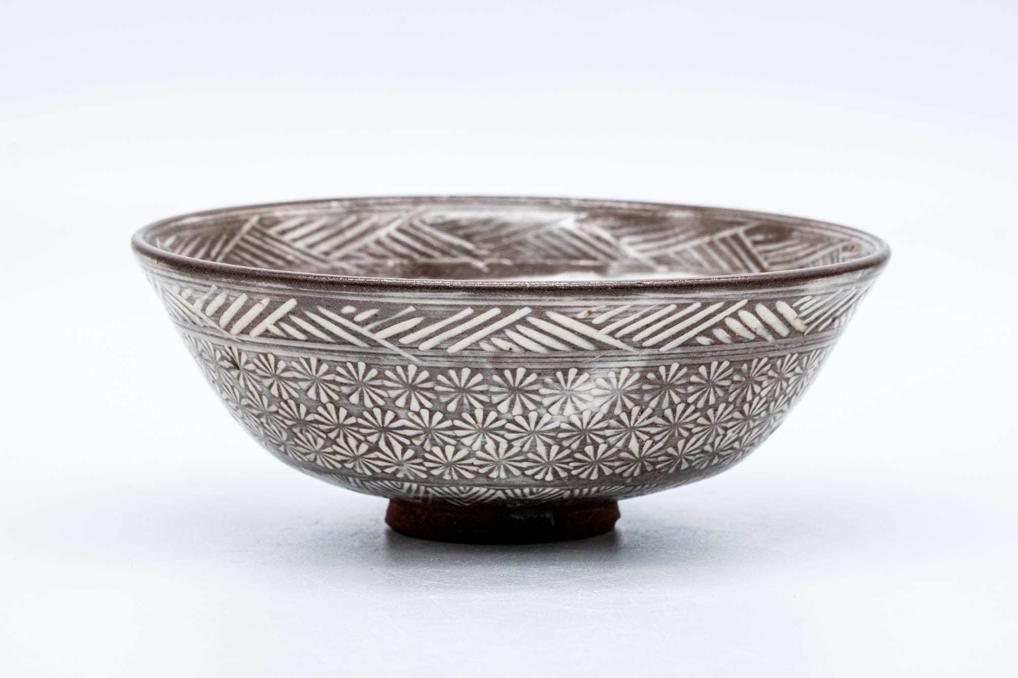 Japanese Matcha Bowl - Chrysanthemum Mishima Patterned Kiyomizu-yaki C ...