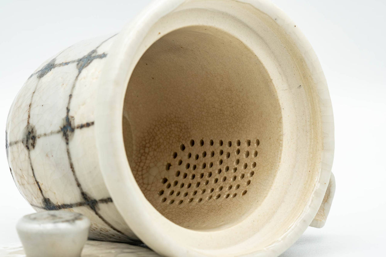 Japanese Houhin - Large Checkered White Crazed Glazed Do-ake Teapot ...