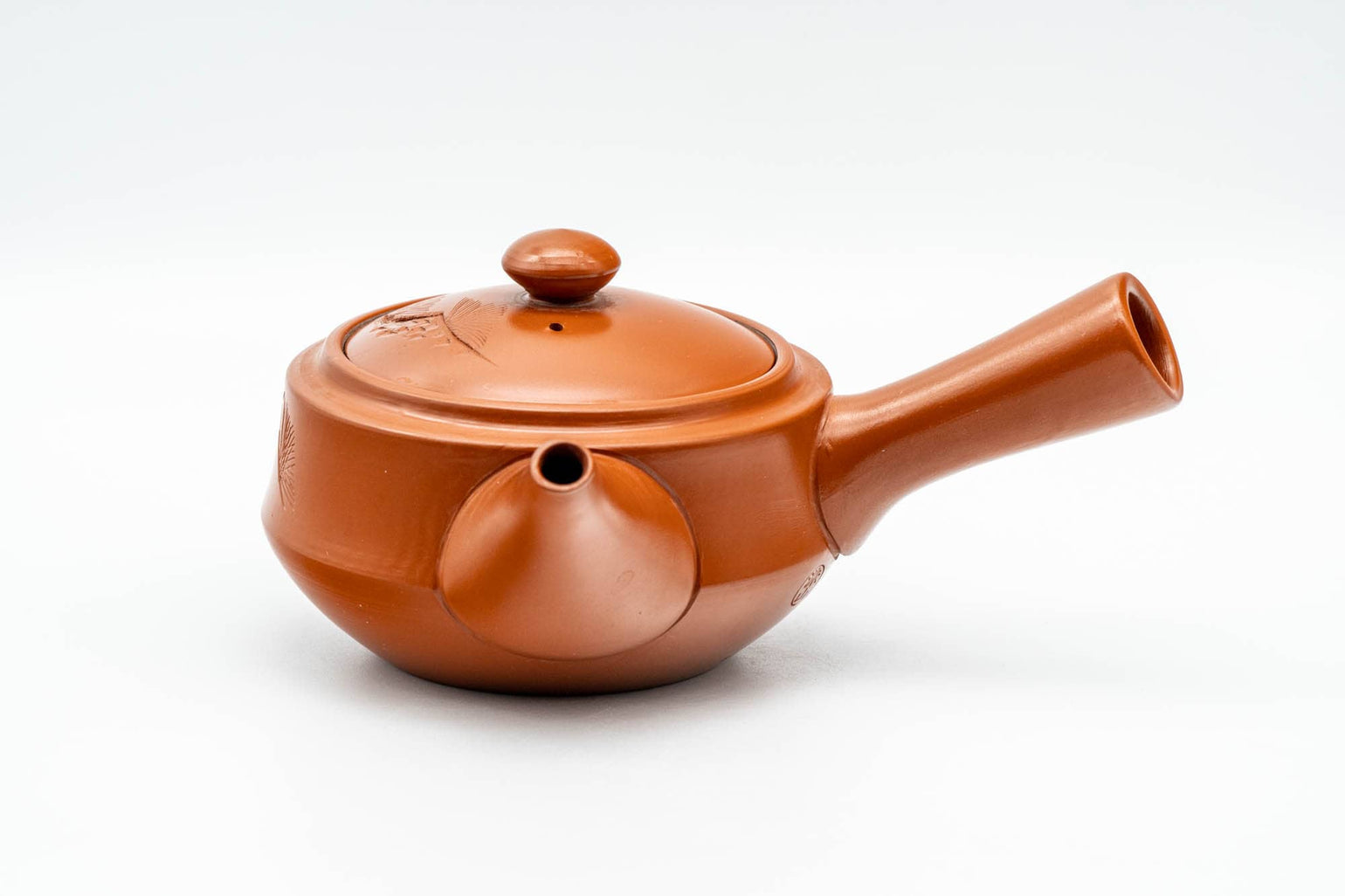 Japanese Kyusu - Engraved Red Shudei Tokoname-yaki Debeso Teapot - 210 ...